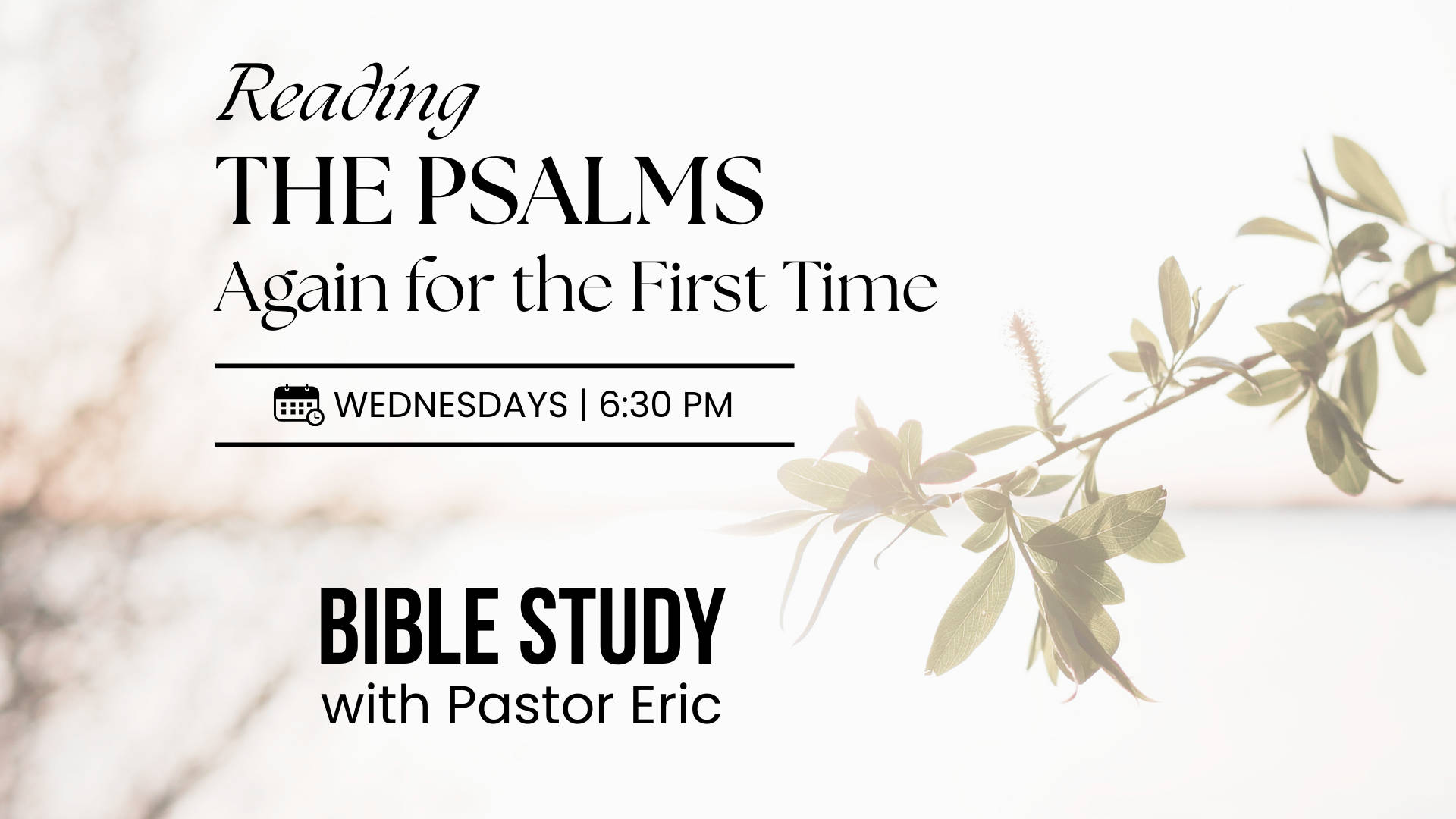 Adult Bible Study - Reading Psalms Again for the First Time - First ...
